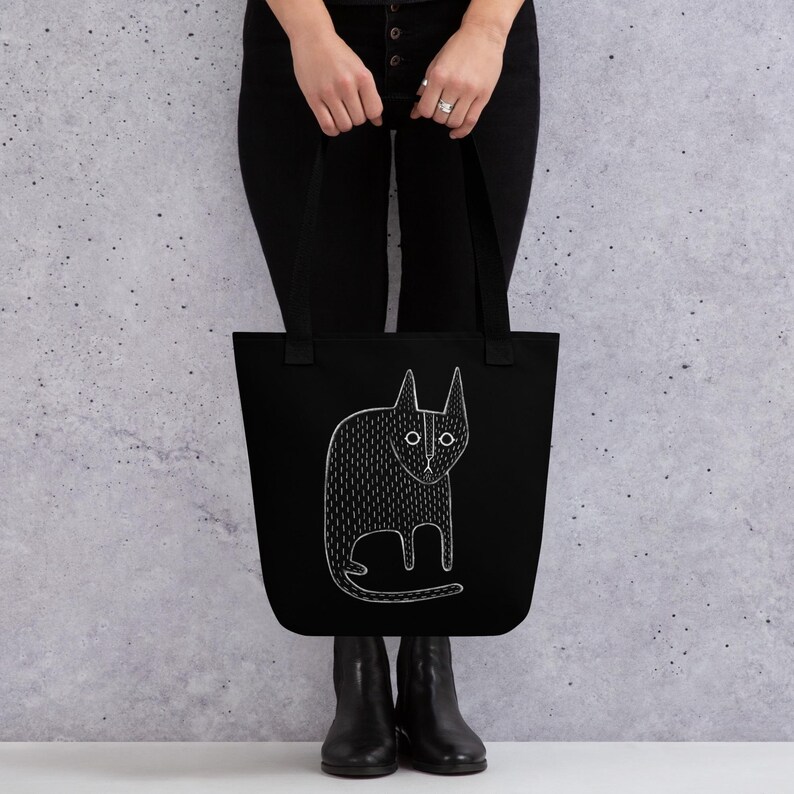 BOLSA DE MANO Gato Negro Kawaii Gatos Regalo de Cumpleaños Inauguración ...