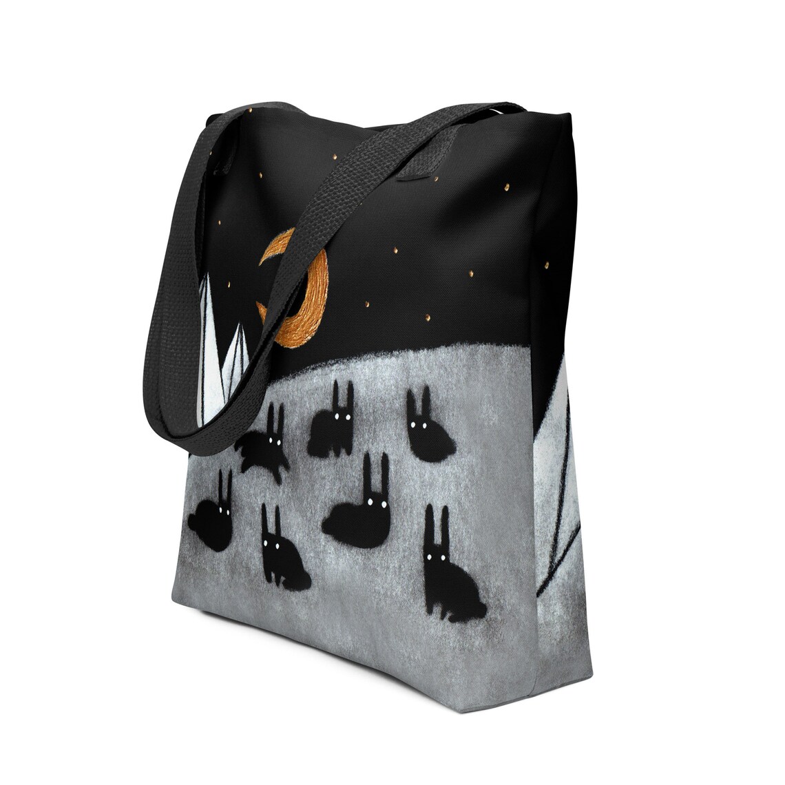 TOTE BAG Rabbit Moon Birthday Housewarming Gifts Whimsical Crescent ...
