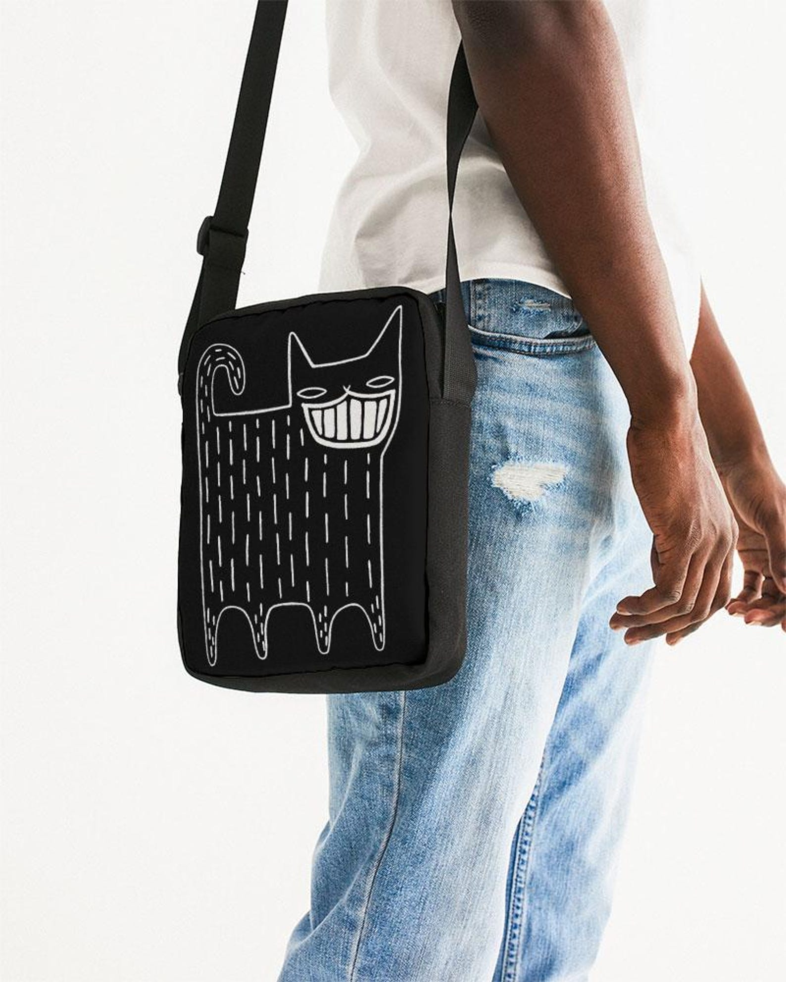 MESSENGER BAG Black Cat Kawaii Waterproof Messenger Bag Dark Academia ...