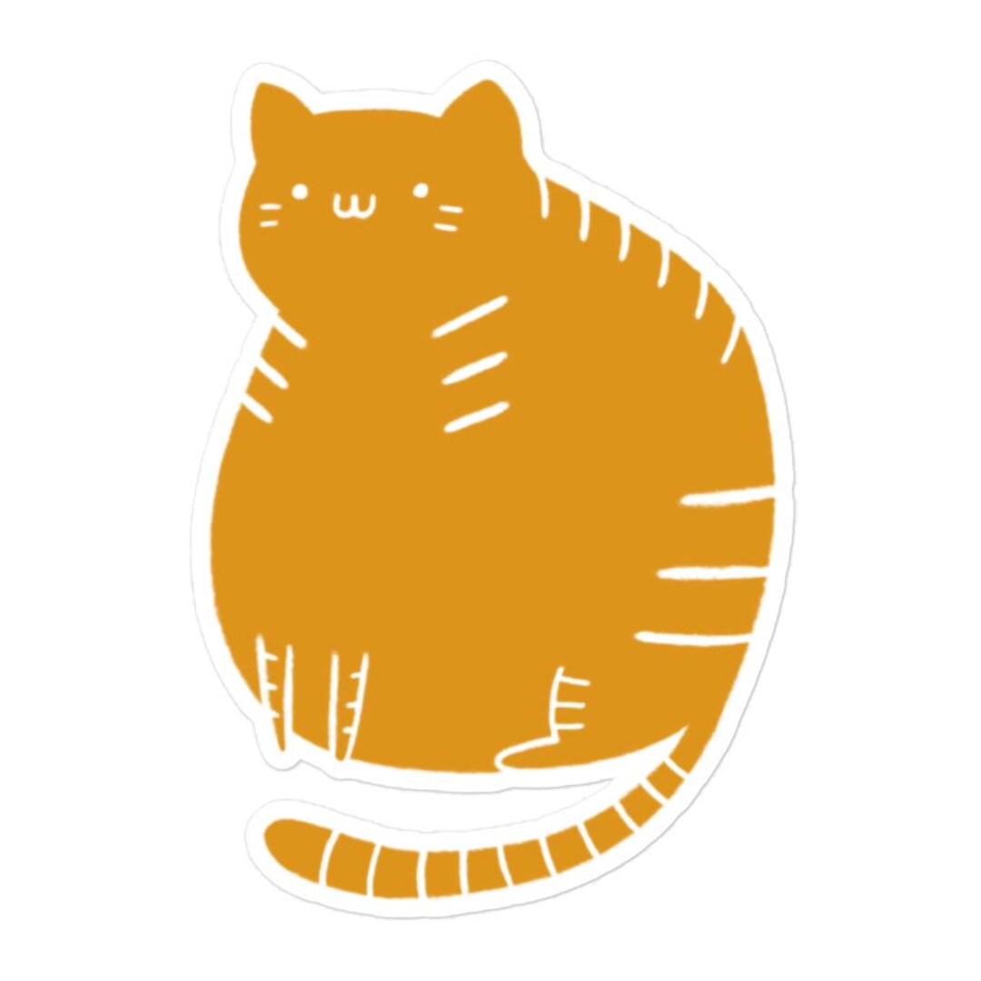 VINYL STICKER Ginger Tabby Cat Orange Cat Folk Art Car Decal Whimsical ...