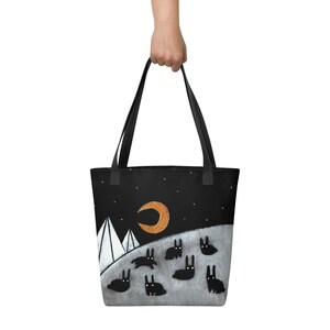 TOTE BAG Rabbit Moon Birthday Housewarming Gifts Whimsical Crescent ...
