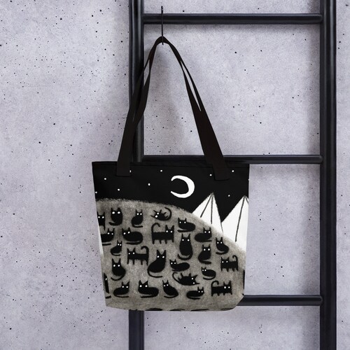 CROSSBODY BAG Black Rabbit Moon Birthday Whimsical Crescent - Etsy