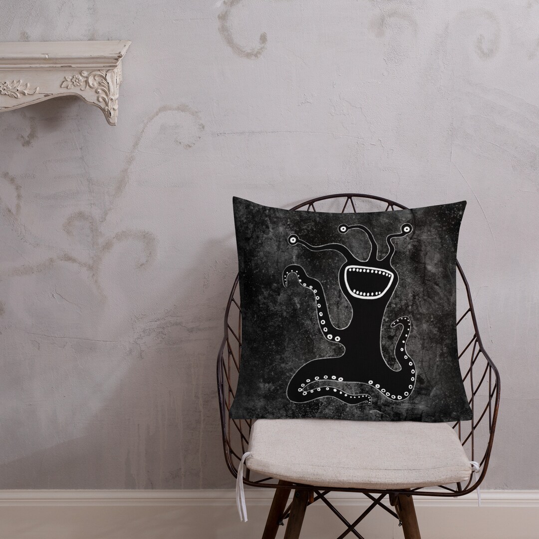 THROW PILLOW Tentacle Monster Folk Art Alien Home Decor Housewarming ...