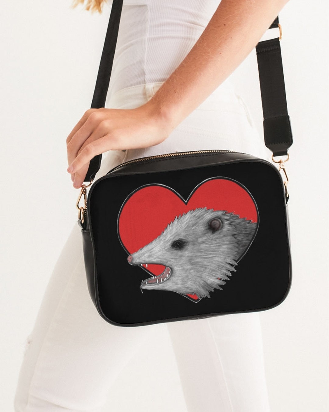 CROSSBODY BAG 'possum Love Screaming Opossum Folk Art Birthday Gift ...