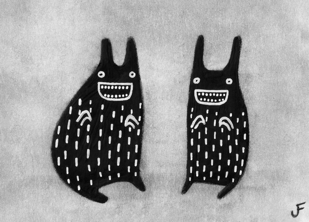 ACEO ART PRINT Rabbit Monsters Folk Art Miniature Collectible Card ...