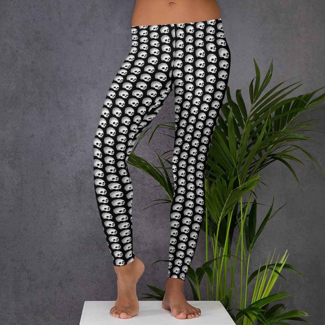 LEGGINGS Skull Gothic Dark Academia Tights Print Abstract Goth Fashion ...