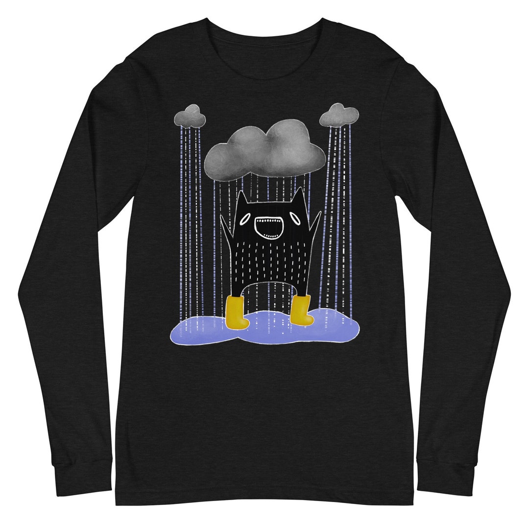 LONG SLEEVE SHIRT Rain Monster T-shirt Folk Art Print Birthday Rain ...