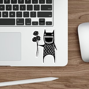 VINYL STICKER Garden Monster Flower Bouquet Botanical Folk Art Car ...