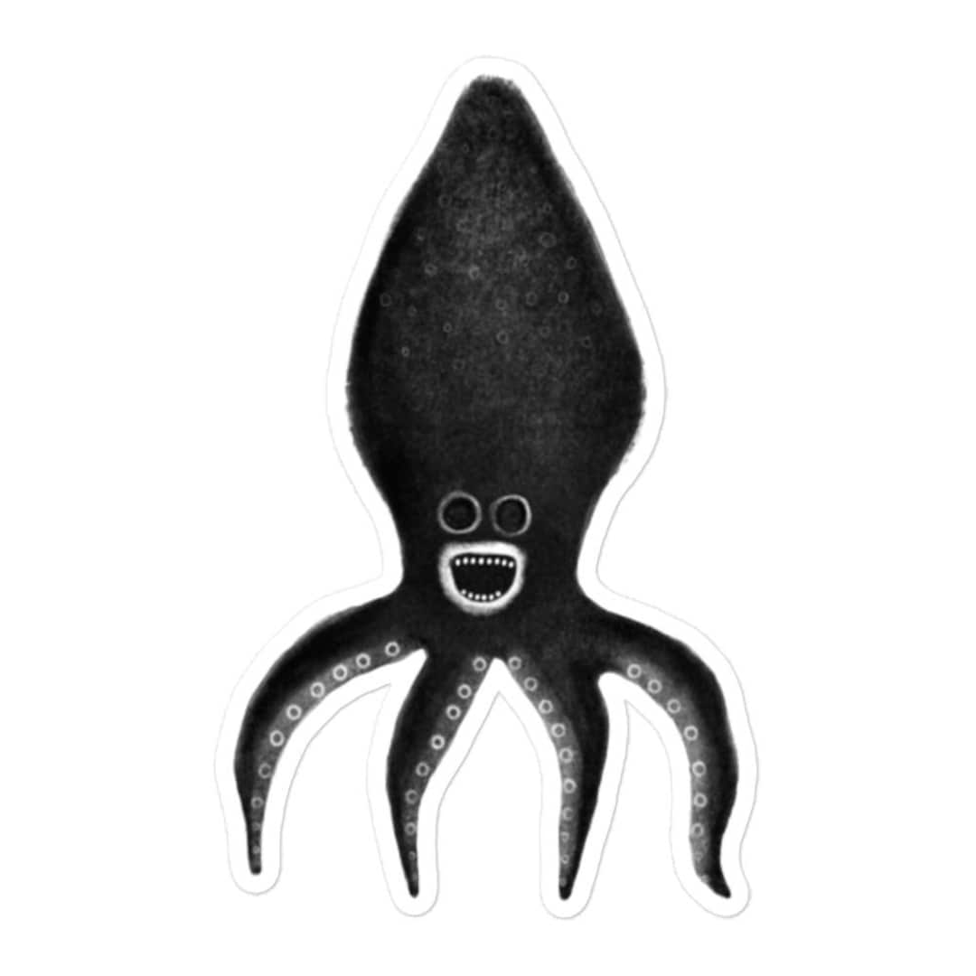 VINYL STICKER Gothic Squid Monster Creepy Cute Folk Art Decal Funny ...