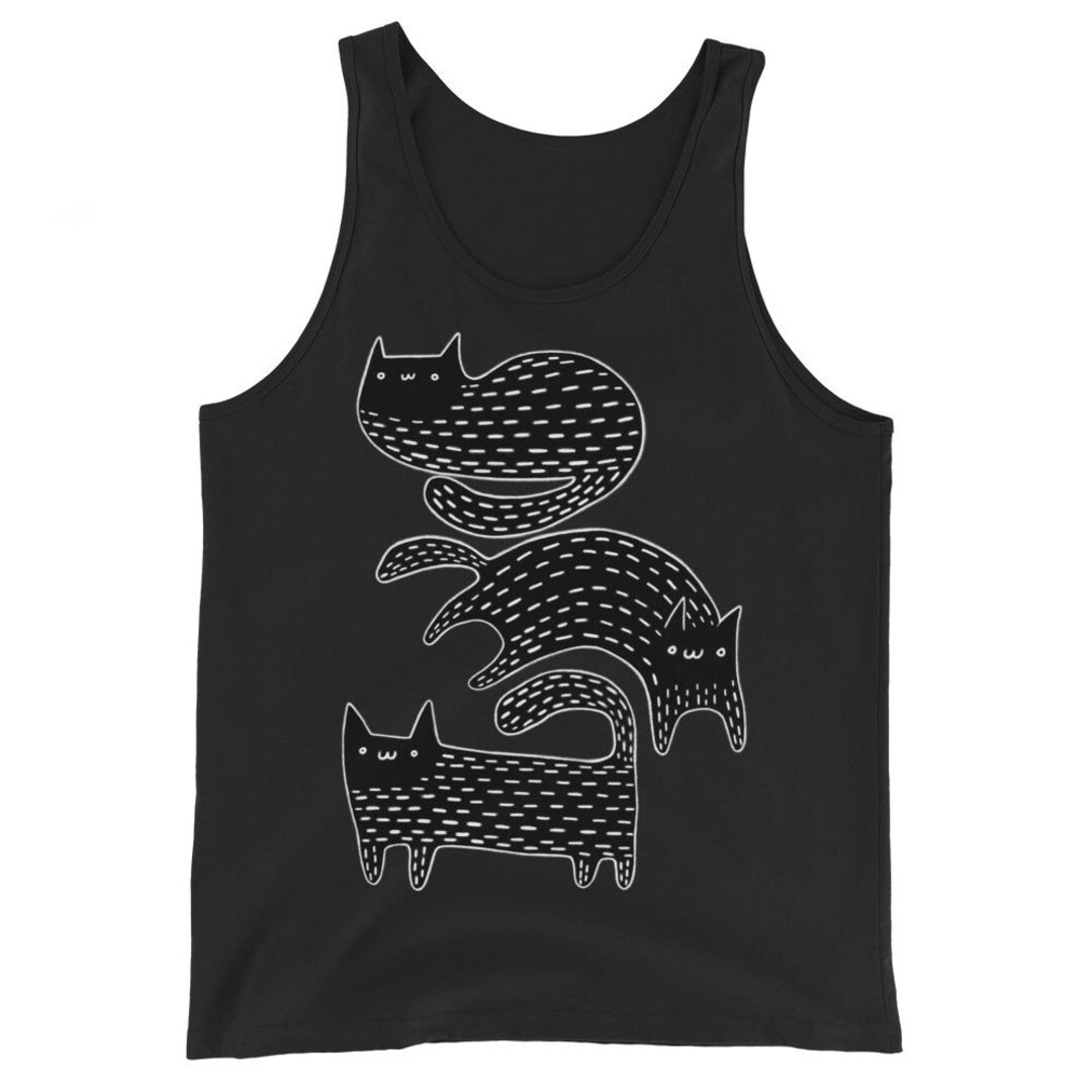TANK TOP Black Cat Folk Art Kawaii Kitty Cute Cat Birthday Gifts ...