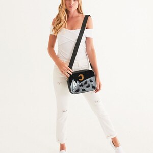CROSSBODY BAG Black Rabbit Moon Birthday Whimsical Crescent Moon Cute ...