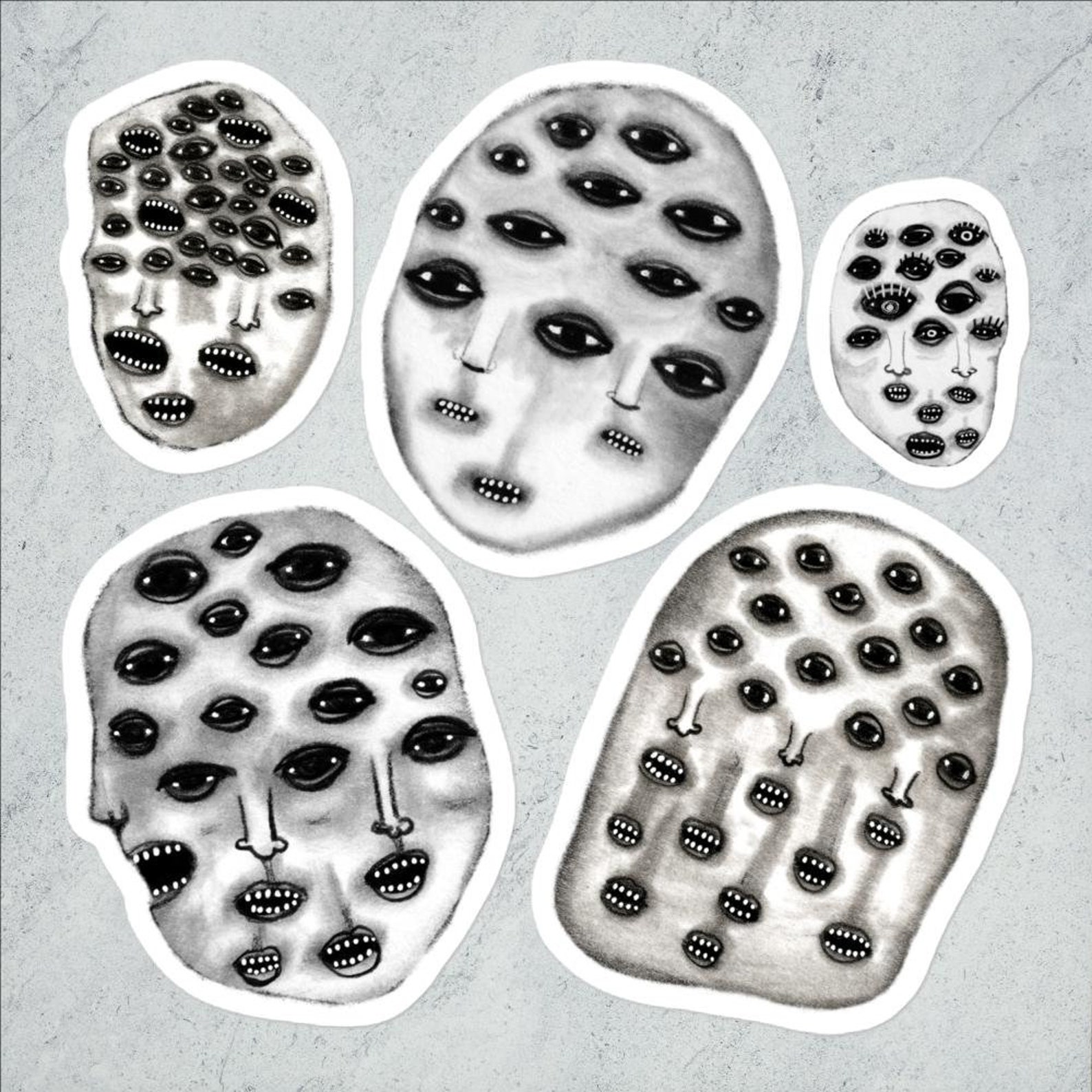 VINYL STICKER SET Weird Head Eyeballs Abstract Face Portrait - Etsy