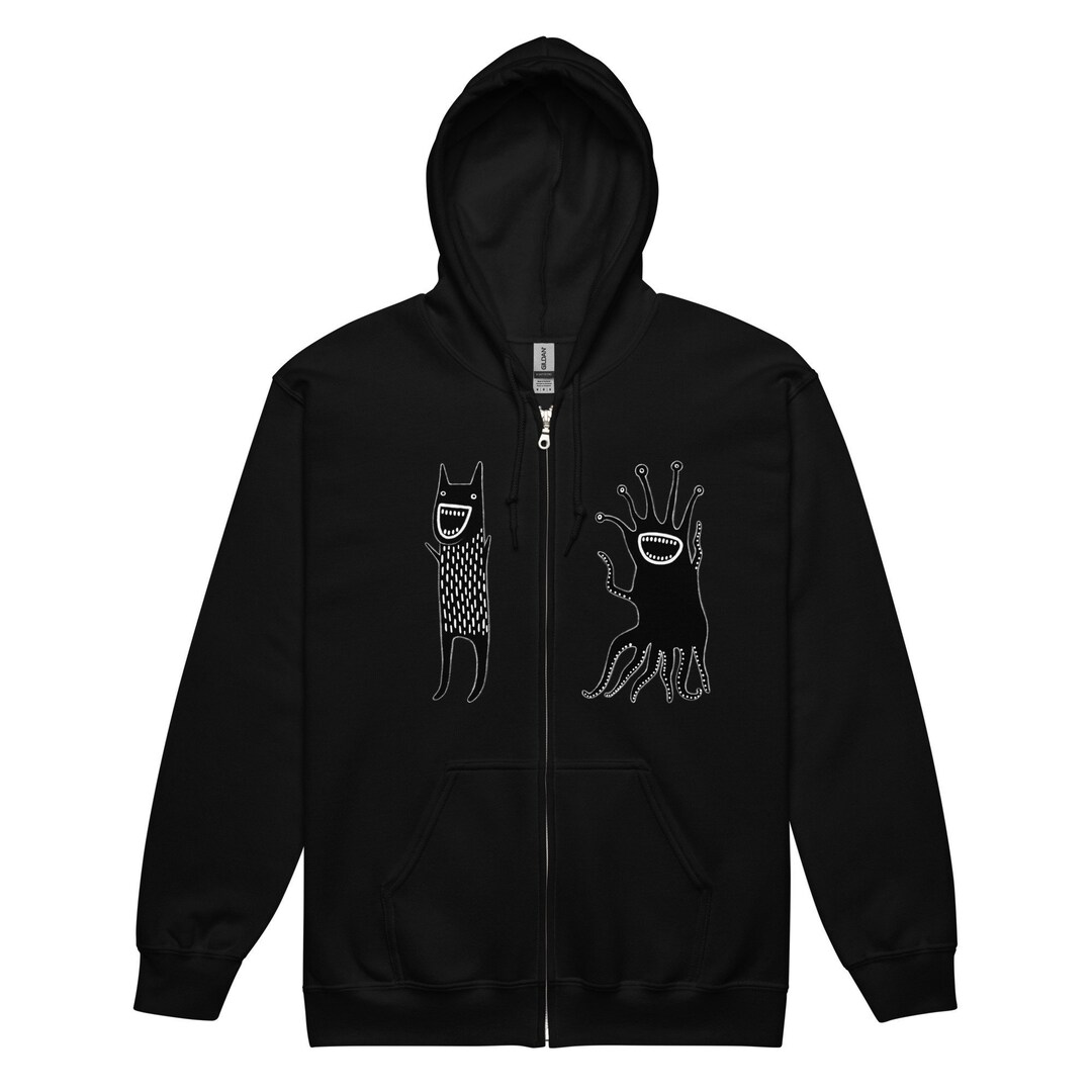 CLASSIC ZIPPER HOODIE Monster Folk Art Alien Sweater Jumper Gothic ...