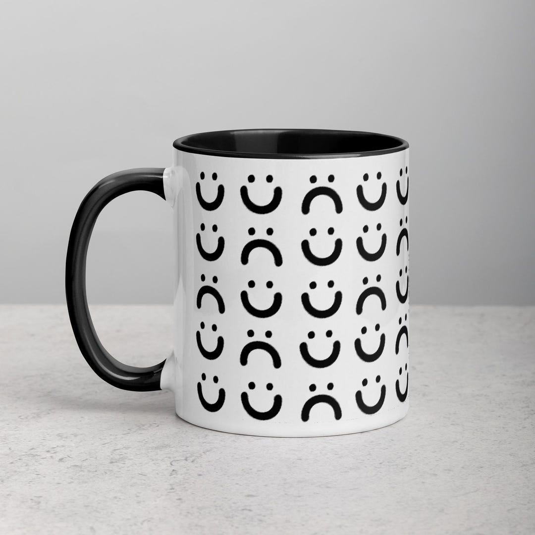 11oz COFFEE MUG Happy Sad Face Christmas Gifts Goth Punk Smiley Emoji ...