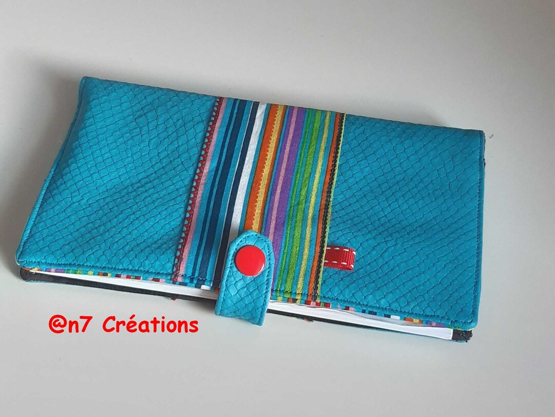 Turquoise and Multi-colored Striped Checkbook Holder - Etsy