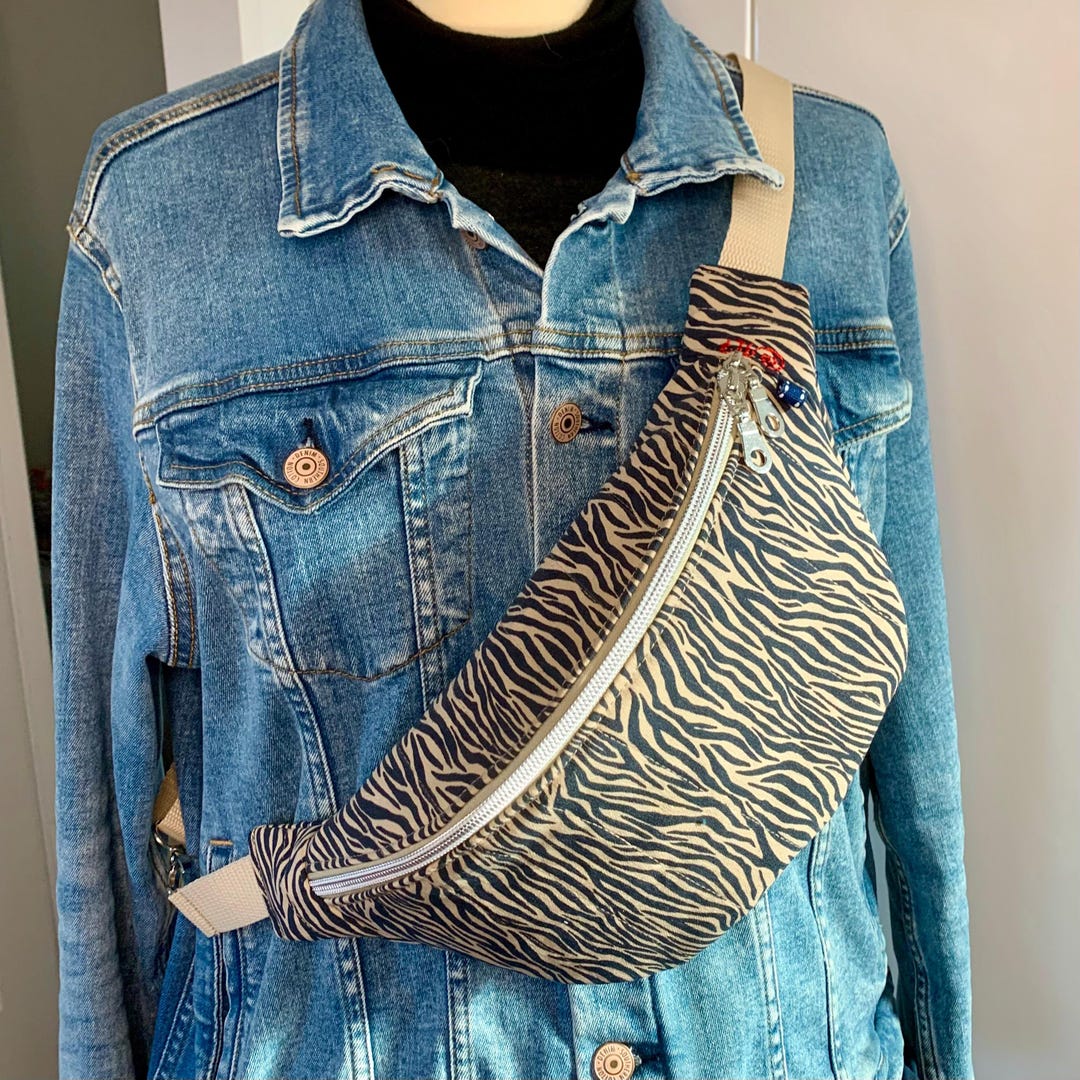 Blue and Ecru Animal Print Fanny Pack - Etsy