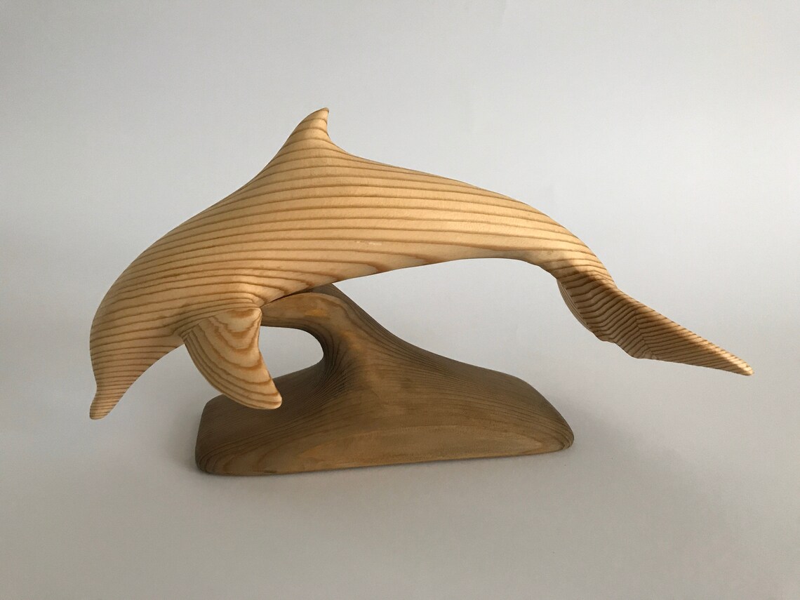 Hand-carved Original Wood Dolphin Coastal Art/decor/sculpture - Etsy