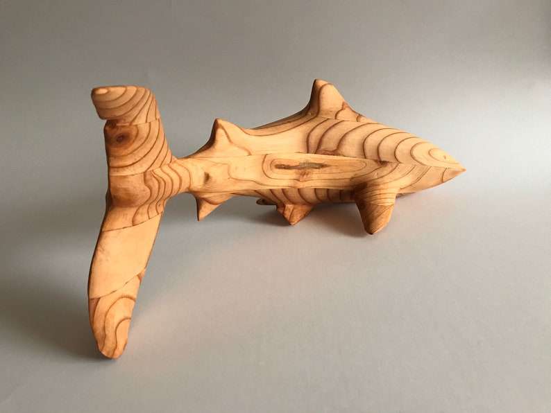 Hand-carved Original Wood Great White Shark WALL ART Coastal Art/decor ...