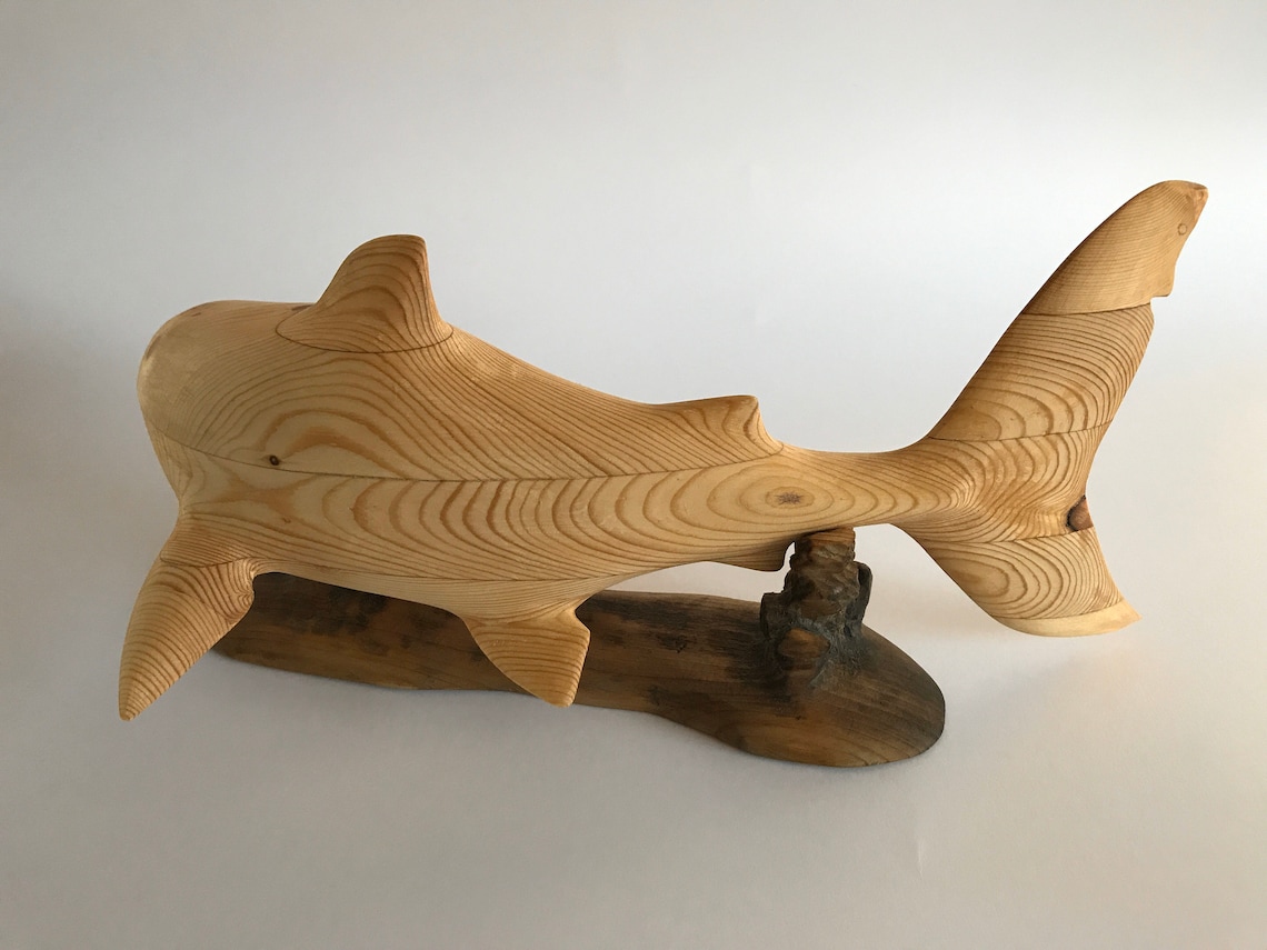 Hand-carved Original Wood Great White Shark Coastal Art/decor/sculpture ...