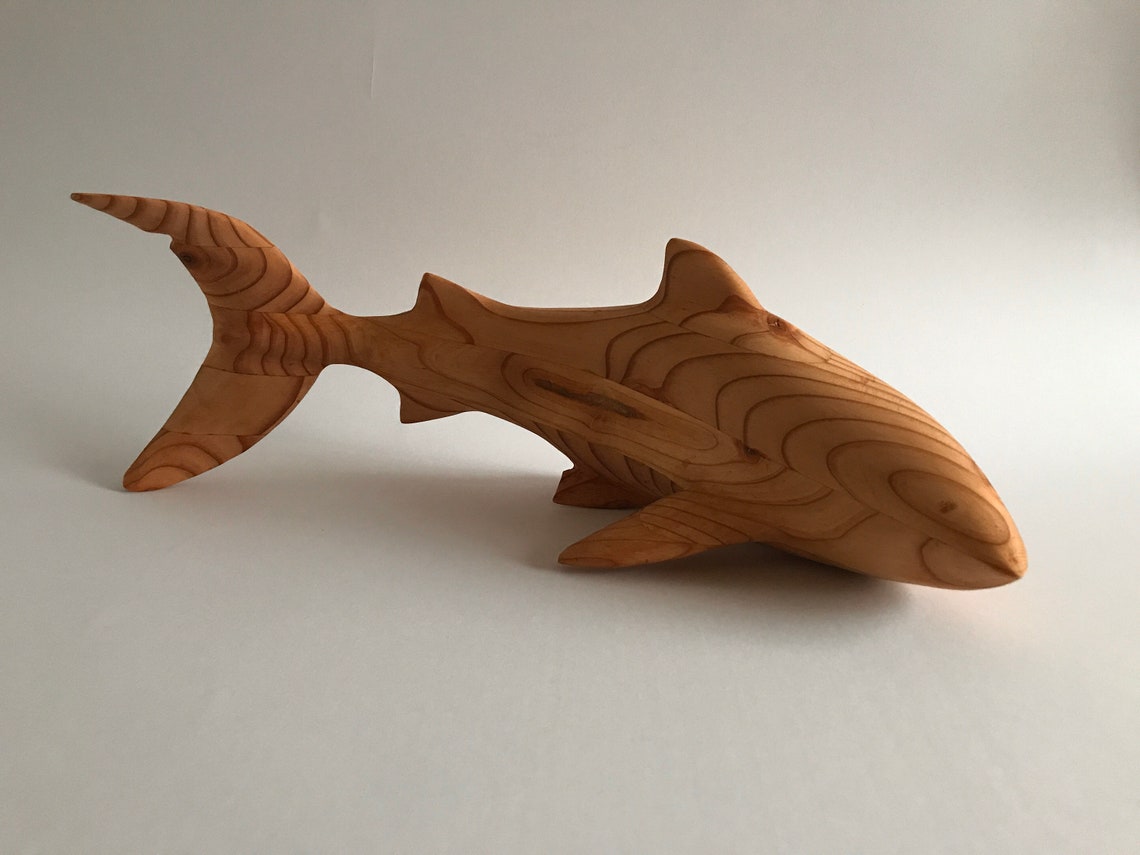 Hand-carved Original Wood Great White Shark WALL ART Coastal Art/decor ...