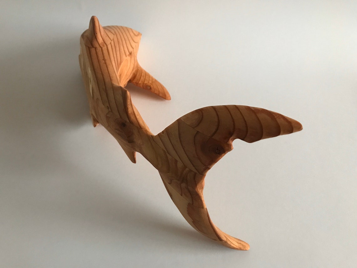 Hand-carved Original Wood Great White Shark WALL ART Coastal Art/decor ...