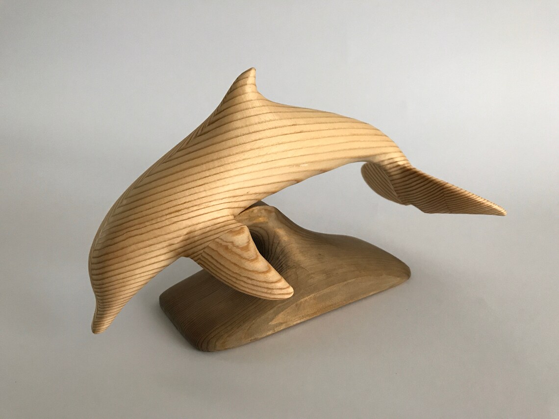 Hand-carved Original Wood Dolphin Coastal Art/decor/sculpture - Etsy