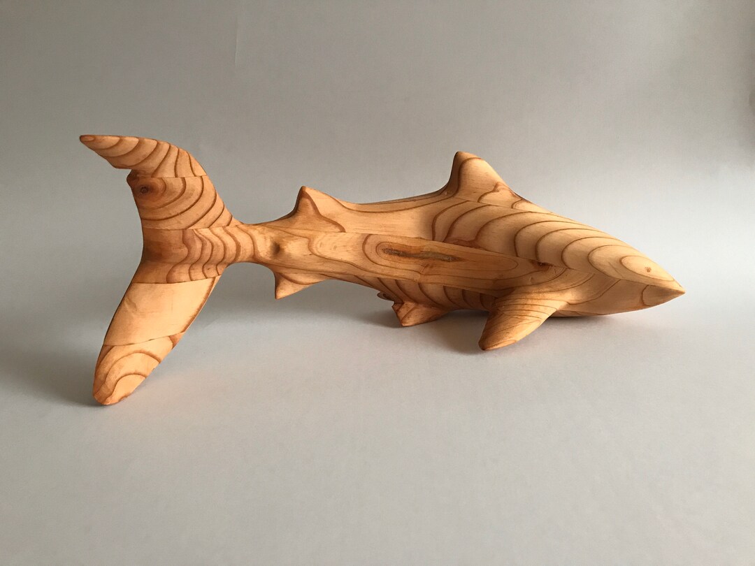 Hand-carved Original Wood Great White Shark WALL ART Coastal Art/decor ...