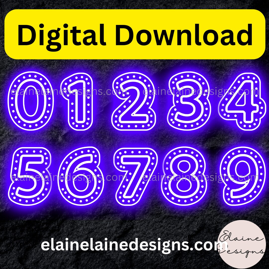 Neon Numbers PNG, Printable Numbers, Neon Numbers, Fluorescent Numbers ...