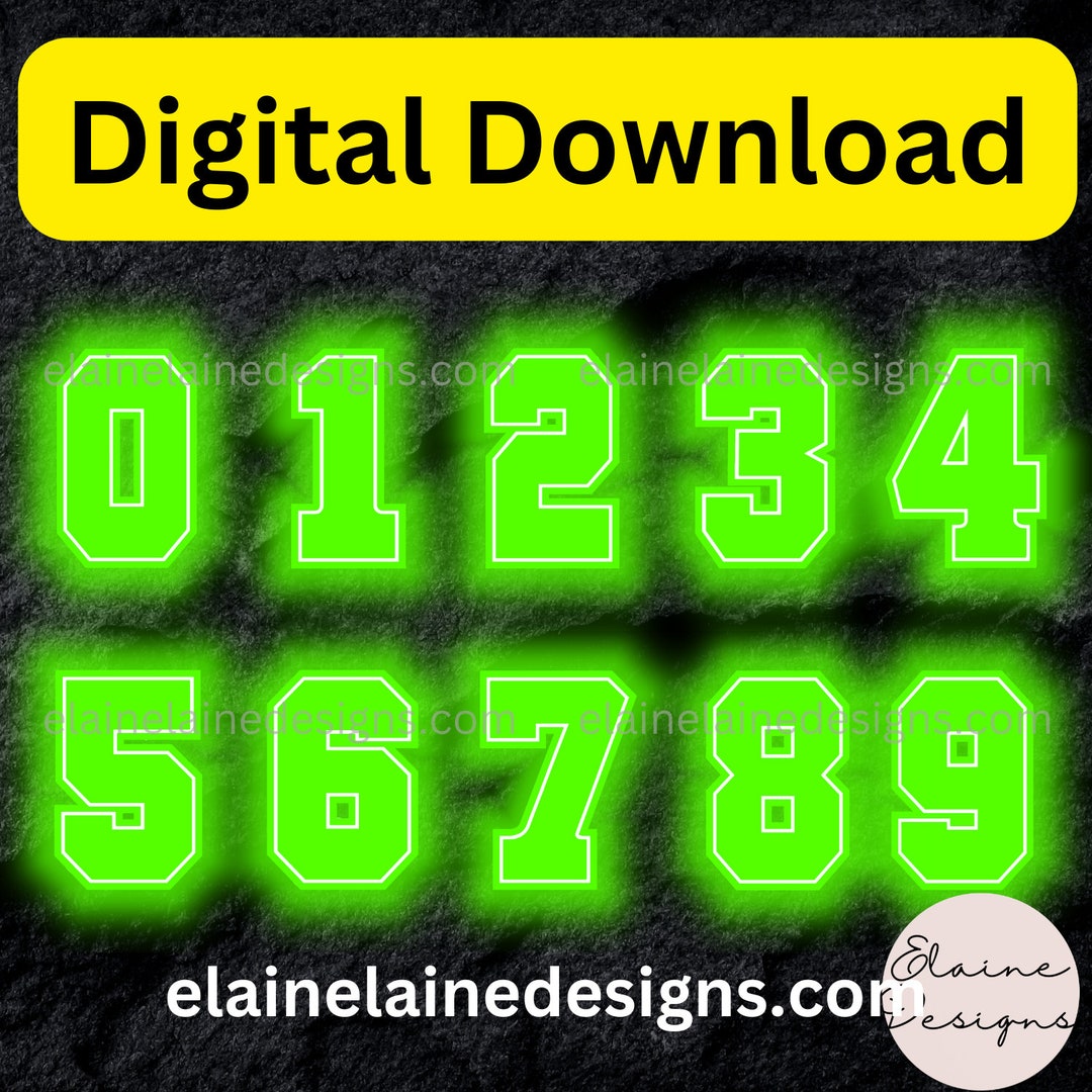 Neon Numbers PNG, Printable Numbers, Neon Numbers, Fluorescent Numbers ...