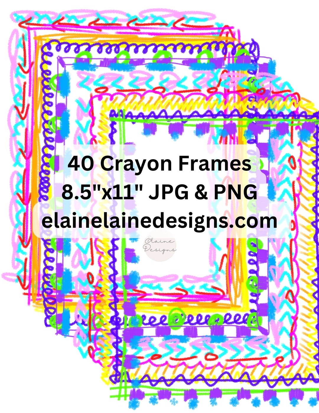 Crayon Borders, Thin Borders, Thin Lines, Outline, Crayon Frames ...