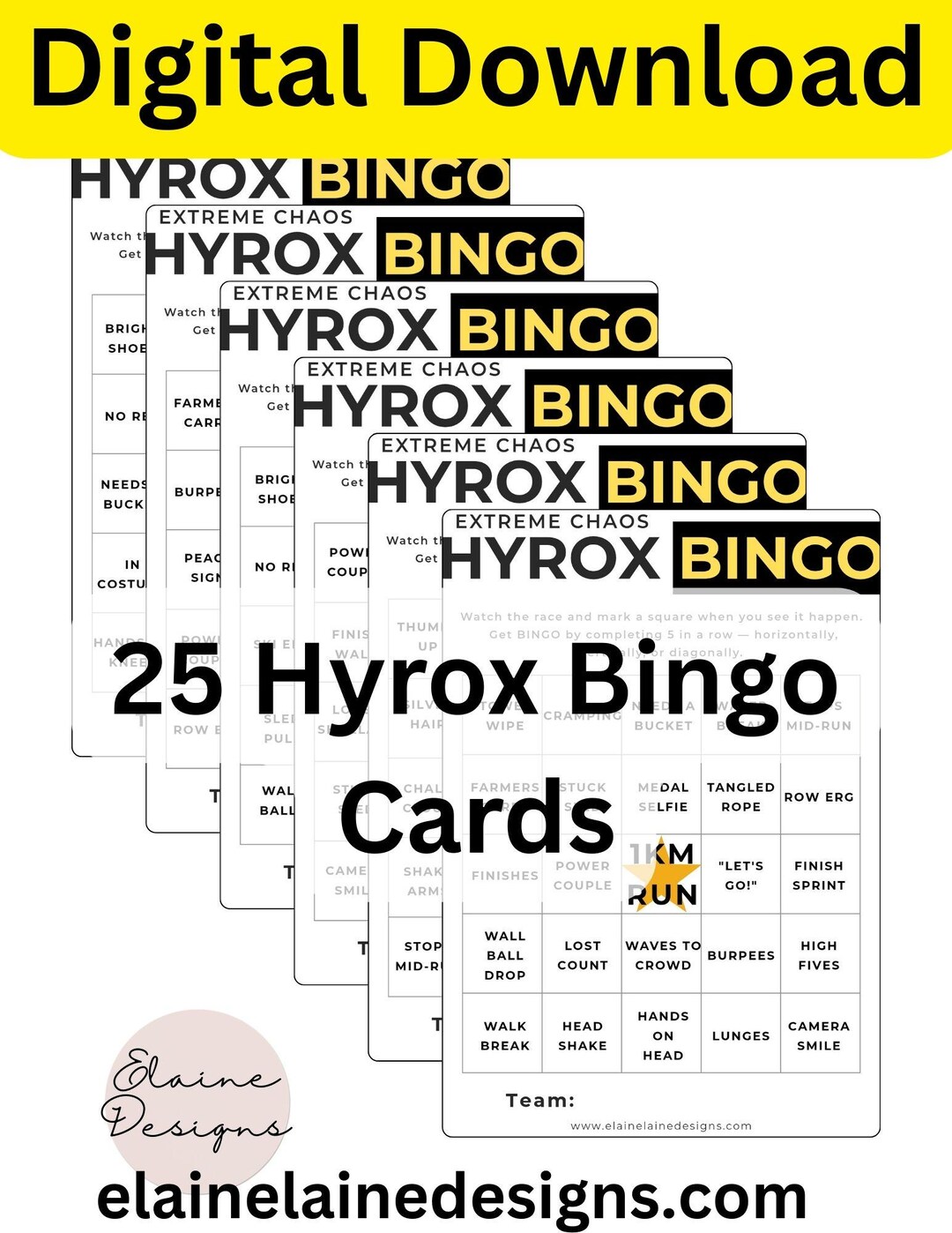 Extreme Chaos HYROX Bingo Cards Digital Download | Ultimate Fitness ...