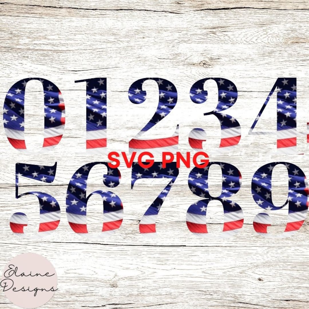 American Flag Numbers Patriotic USA Numbers Red White Blue America ...
