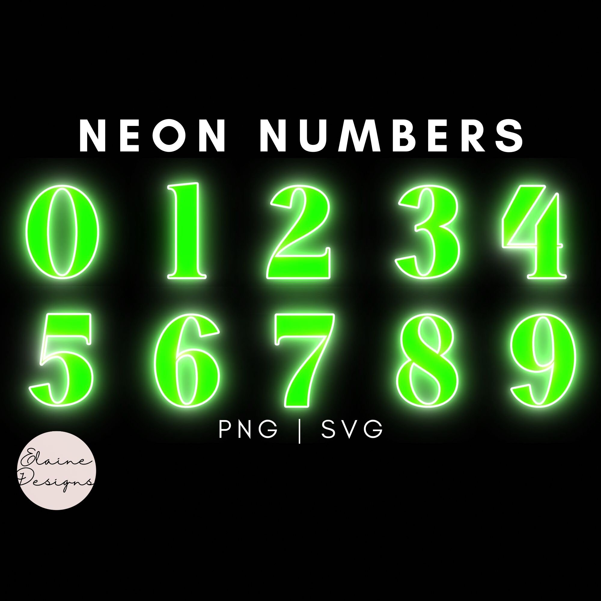 Neon Numbers Green Glowing Numbers Lime Green Numbers Neon Green ...