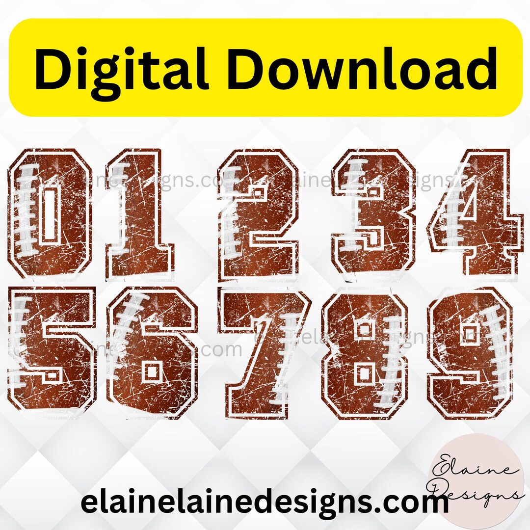 Football Numbers, Grunge Football Numbers, Distressed Soccer Numbers ...