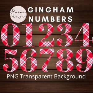 Red Checkered Numbers Red Numbers Gingham Numbers Red Plaid Numbers ...