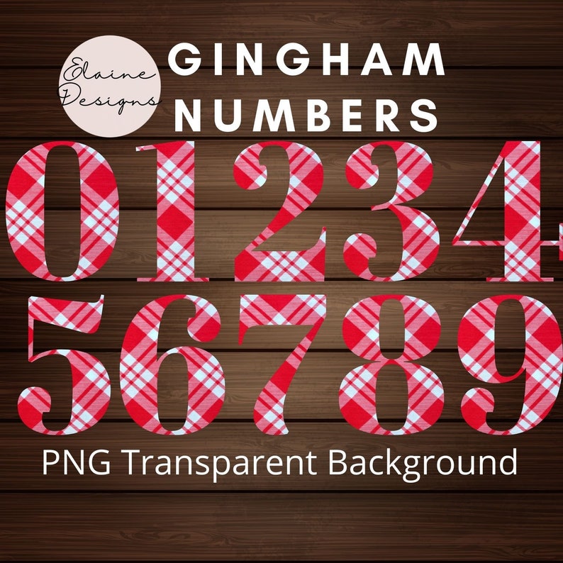 Red Checkered Numbers Red Numbers Gingham Numbers Red Plaid Numbers ...
