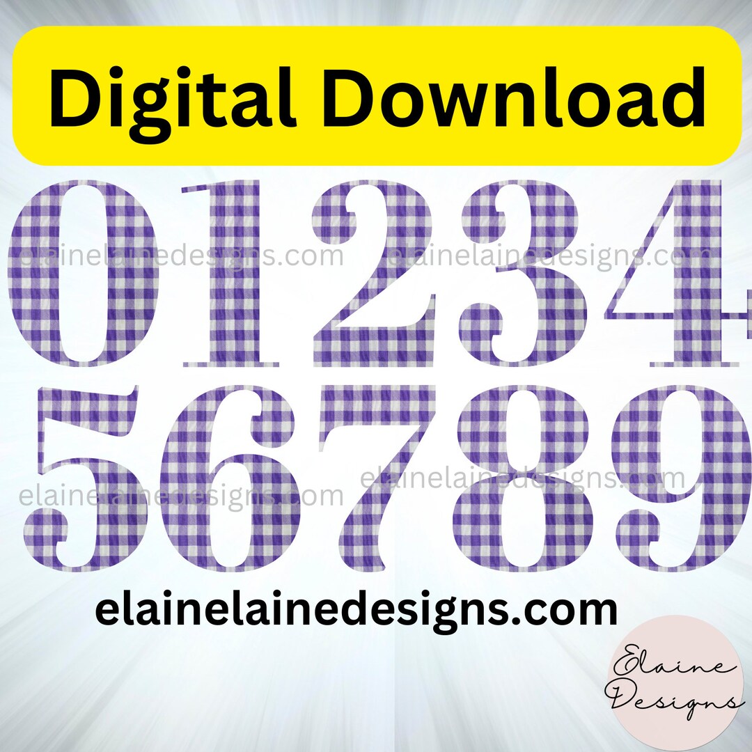 Gingham Numbers, Numbers Print, Printable Numbers, Plaid Numbers ...