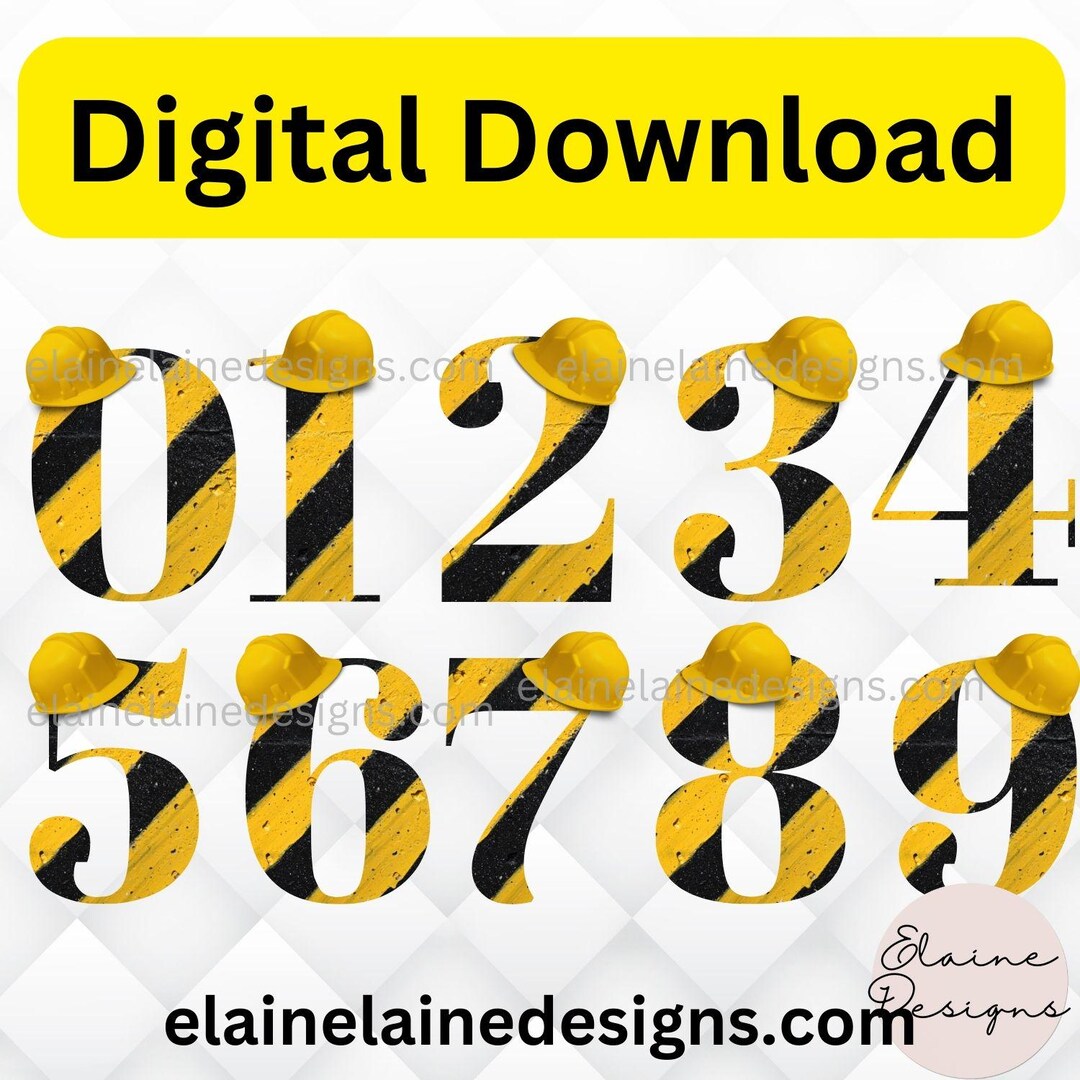Construction Numbers, Construction Font, Warning Numbers, Construction ...
