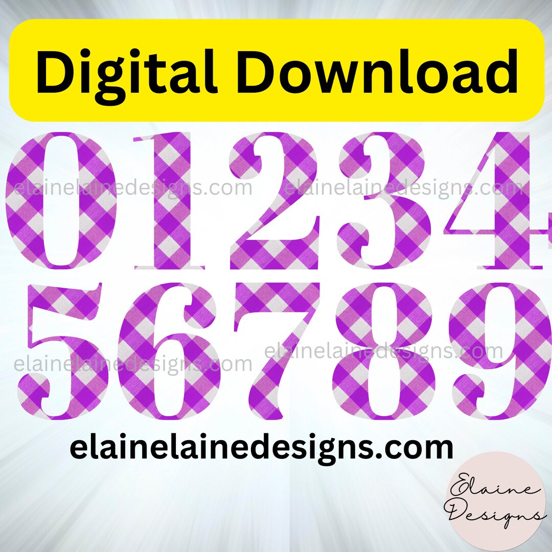 Gingham Numbers, Numbers Print, Printable Numbers, Plaid Numbers ...