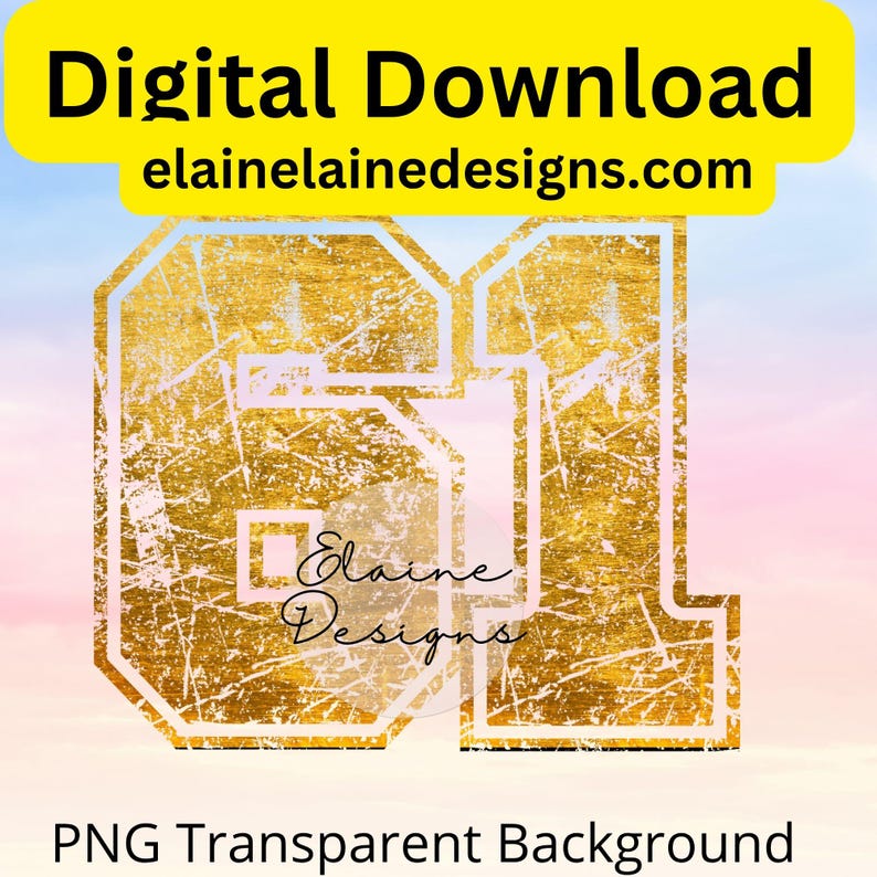 Gold Grunge Varsity Numbers | Digital Download 0–9 | Distressed ...
