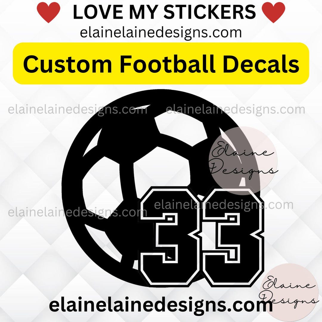 Custom Soccer Vinyl Decal Sticker | Personalized Jersey Number Sports ...