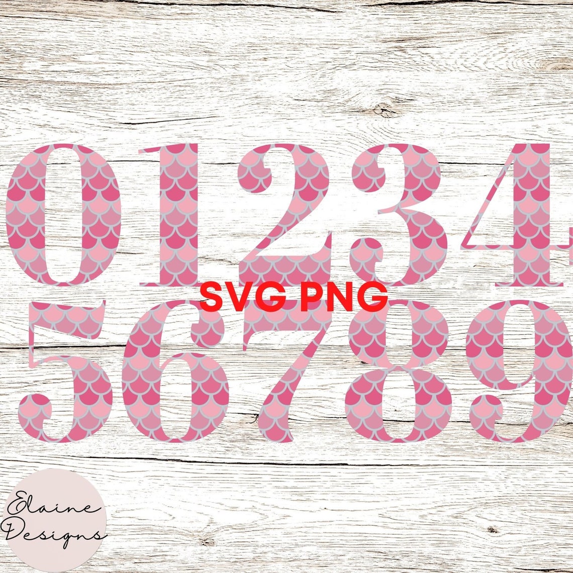 Mermaid Numbers Pink Mermaid Scales Mermaid Birthday Numbers Pink ...
