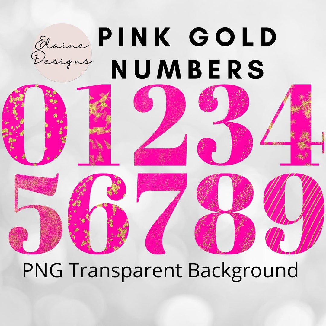 Pink Gold Sparkle Numbers Pink Glitter Numbers Wedding Table Numbers ...