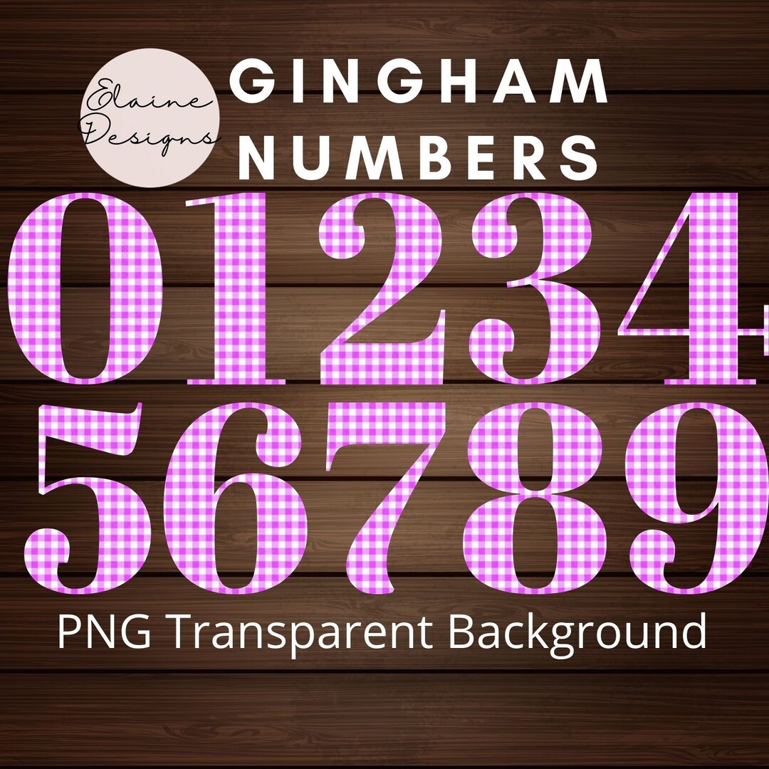 Pink Gingham Numbers Pink Numbers Light Red Plaid Numbers Girl Age ...