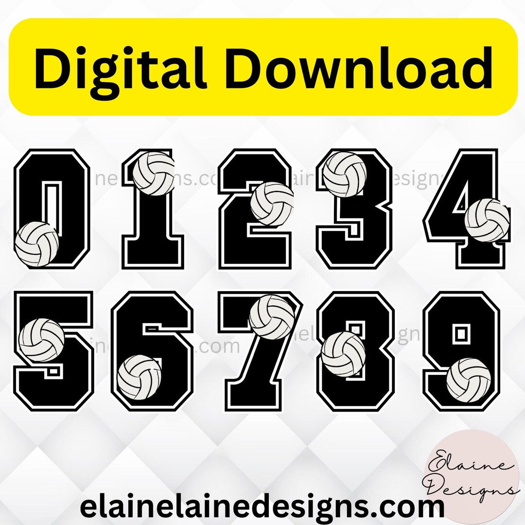 Volleyball Number Cliparts 0-9 Black and White, Volleyball Numbers for ...