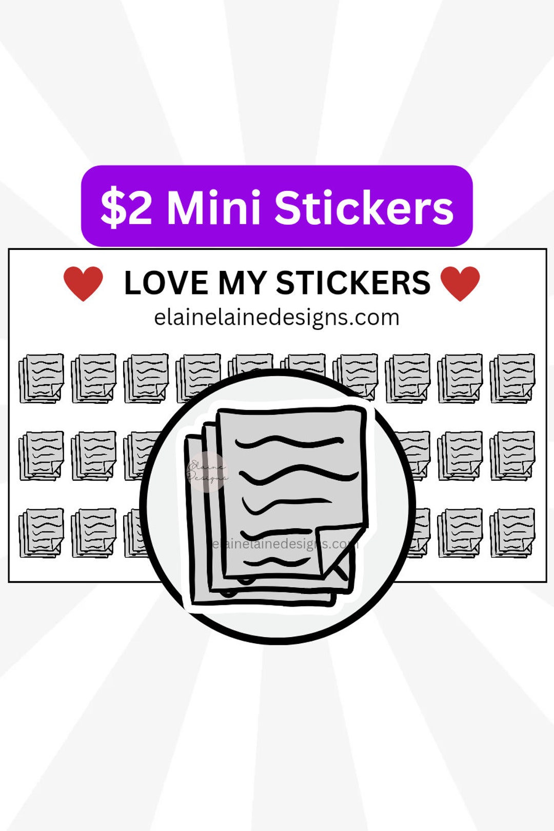 Paper Icon Sticker, Stack of Papers Planner Sticker, School Icon ...