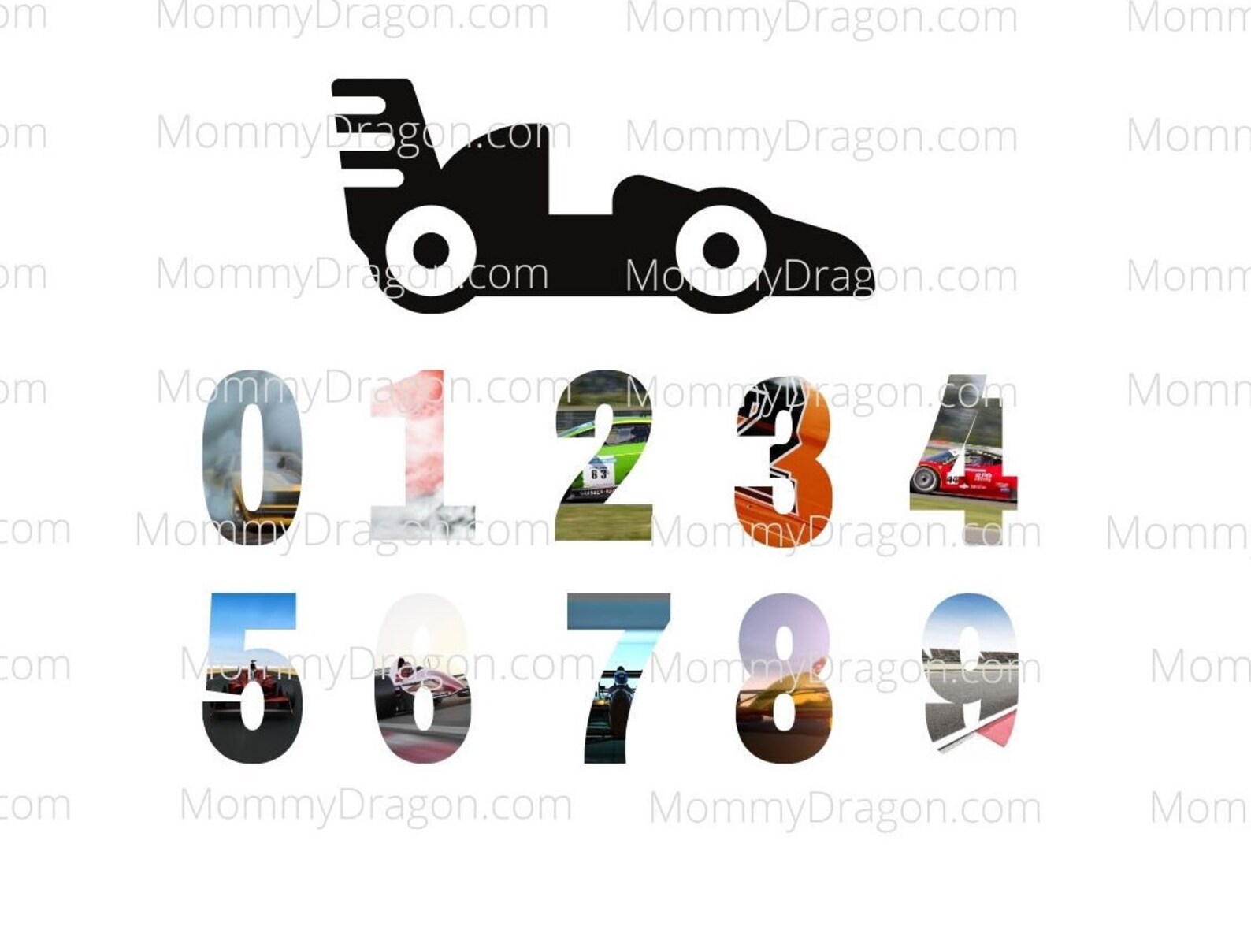 Racecar Numbers Bundle 4 Formula One Racing Fast car Numbers | Etsy