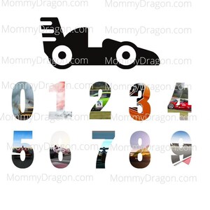 Racecar Numbers Bundle 4 Formula One Racing Fast car Numbers | Etsy