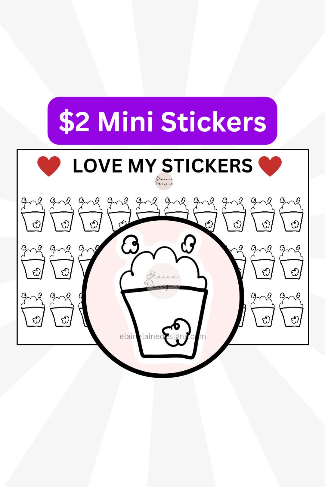 Popcorn Planner Sticker, Movie Night Planner Sticker, Popcorn Sticker ...