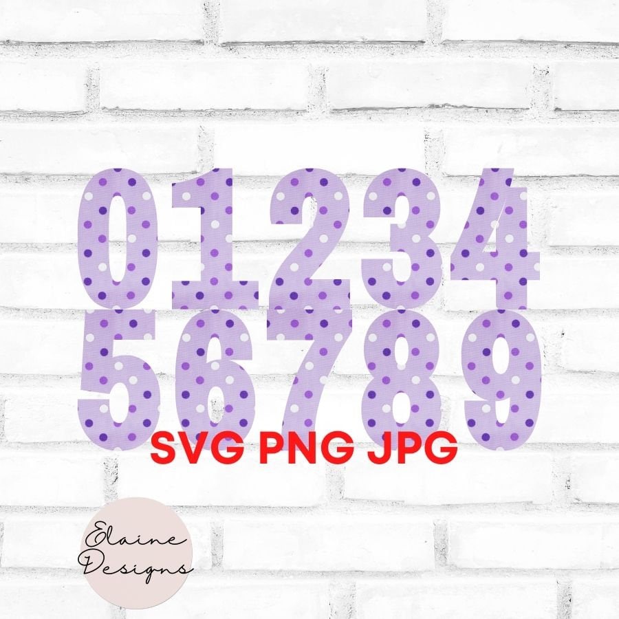 Purple Polka Dot Numbers Violet Light Purple Dots Numbers - Etsy
